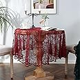 Amazon.com: Red Lace Tablecloth Embroidered Elegant Floral Patterns ...