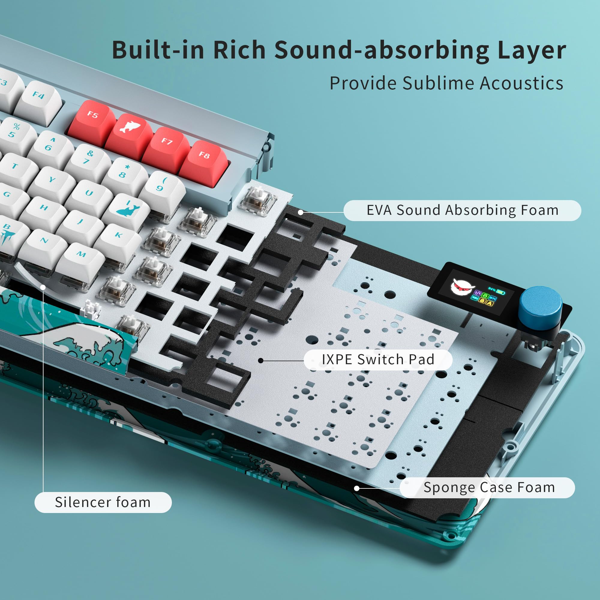 Mua XVX 75% Keyboard with Color Multimedia Display&Knob Mechanical ...