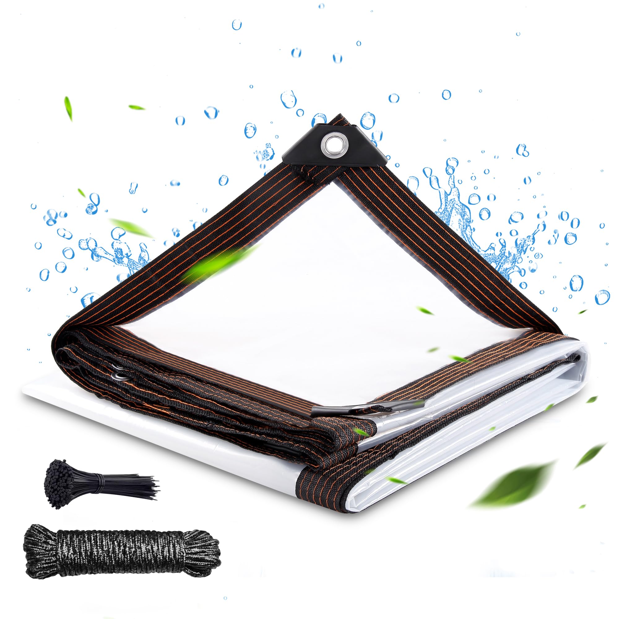 EMEKIAN Clear Thicken Waterproof Tarp, 10 x 20 FT Rainproof Covering ...