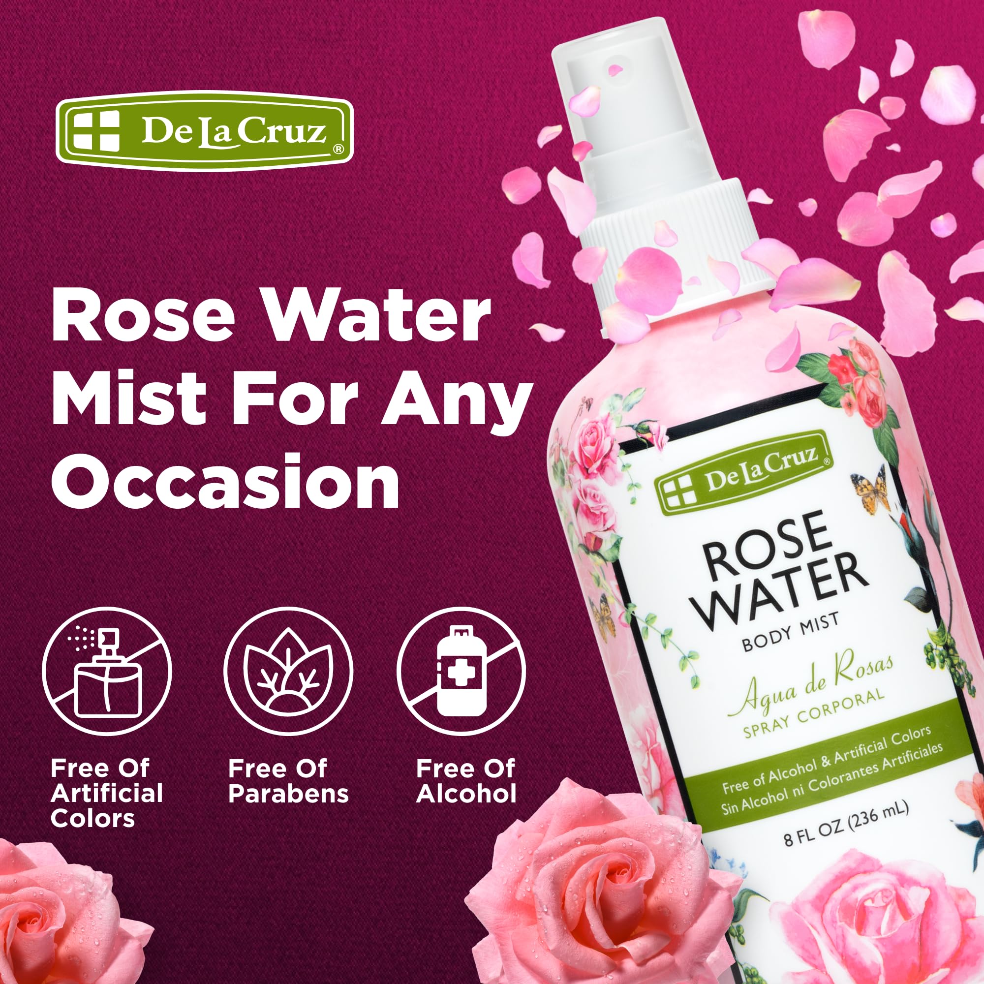 Mua De La Cruz Pure Rose Water Body Mist,Rosewater Spray for Face, Skin ...