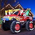 Amazon.com: 8 FT Long Santa in Monster Truck Christmas Inflatables ...
