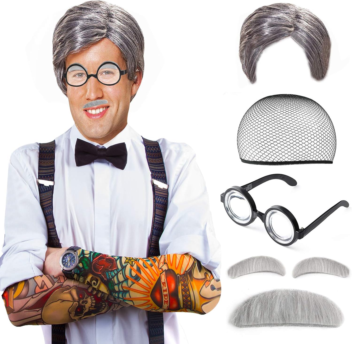 Beelittle Old Man Mad Scientist Wig Set Albert Einstien Ben Benjamin ...