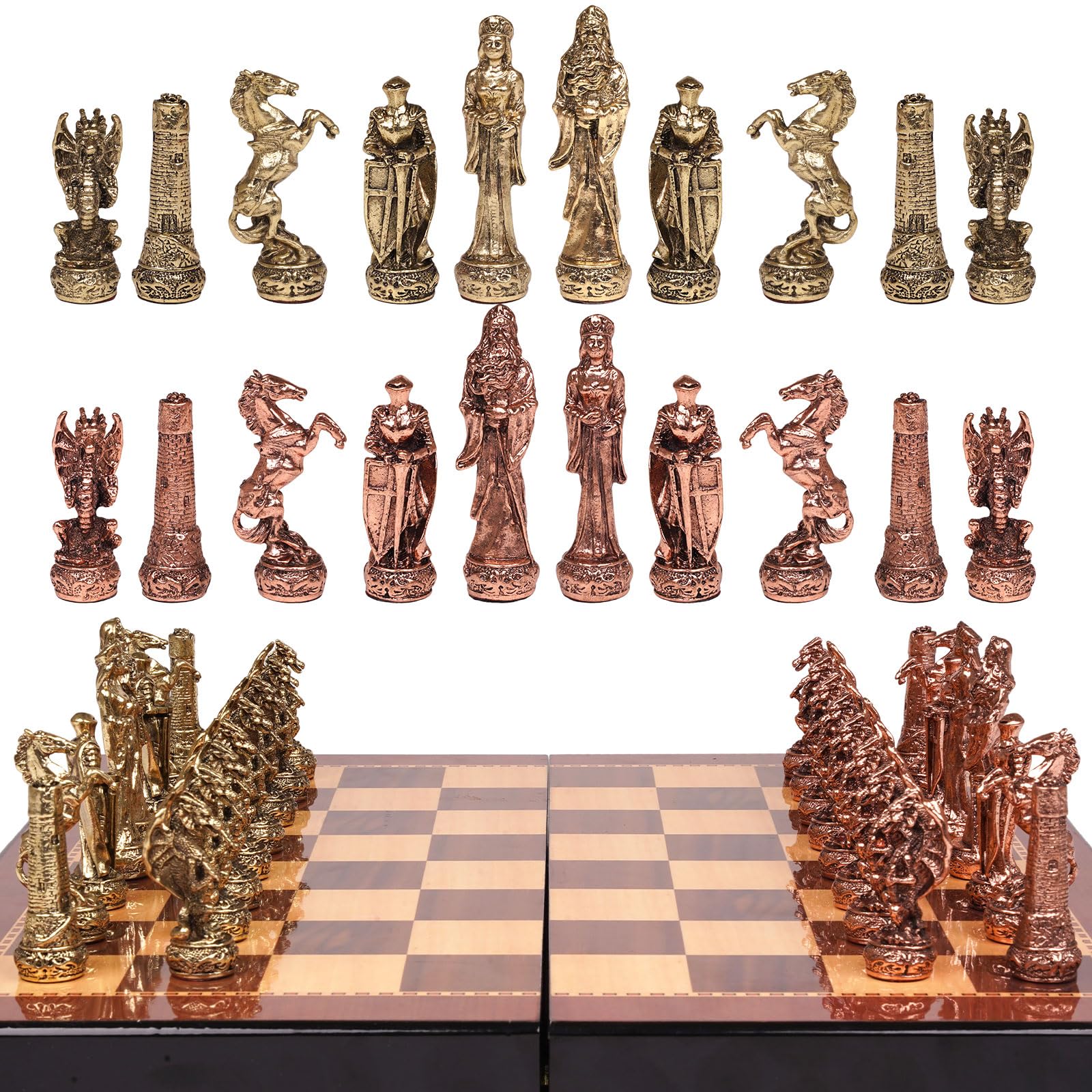 Mua Vintage Figurine Metal Chess Set for Adults and Kids – Wooden Chess ...
