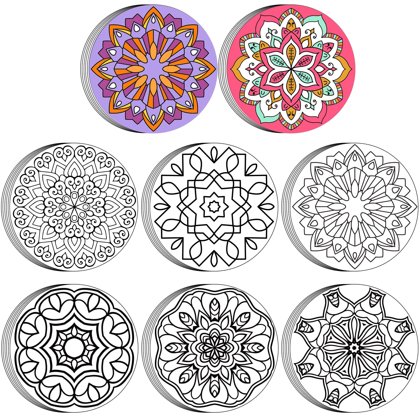 Mua 48 Pcs Mandalas Coloring Cardstock Mini Coloring Cards Stress ...