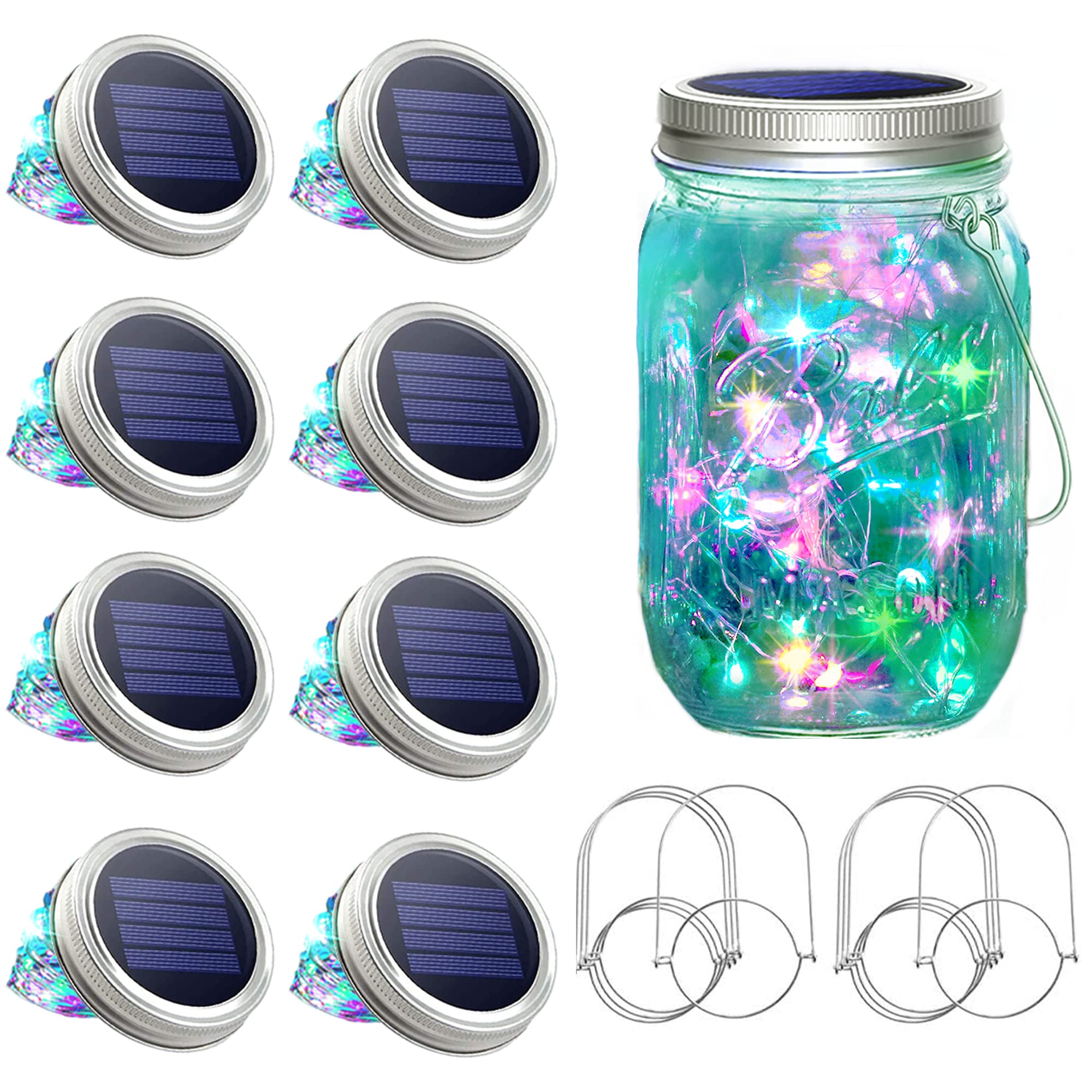 SunKite Solar Mason Jar Lights [Updated], 8 Pack 20 LED Waterproof ...