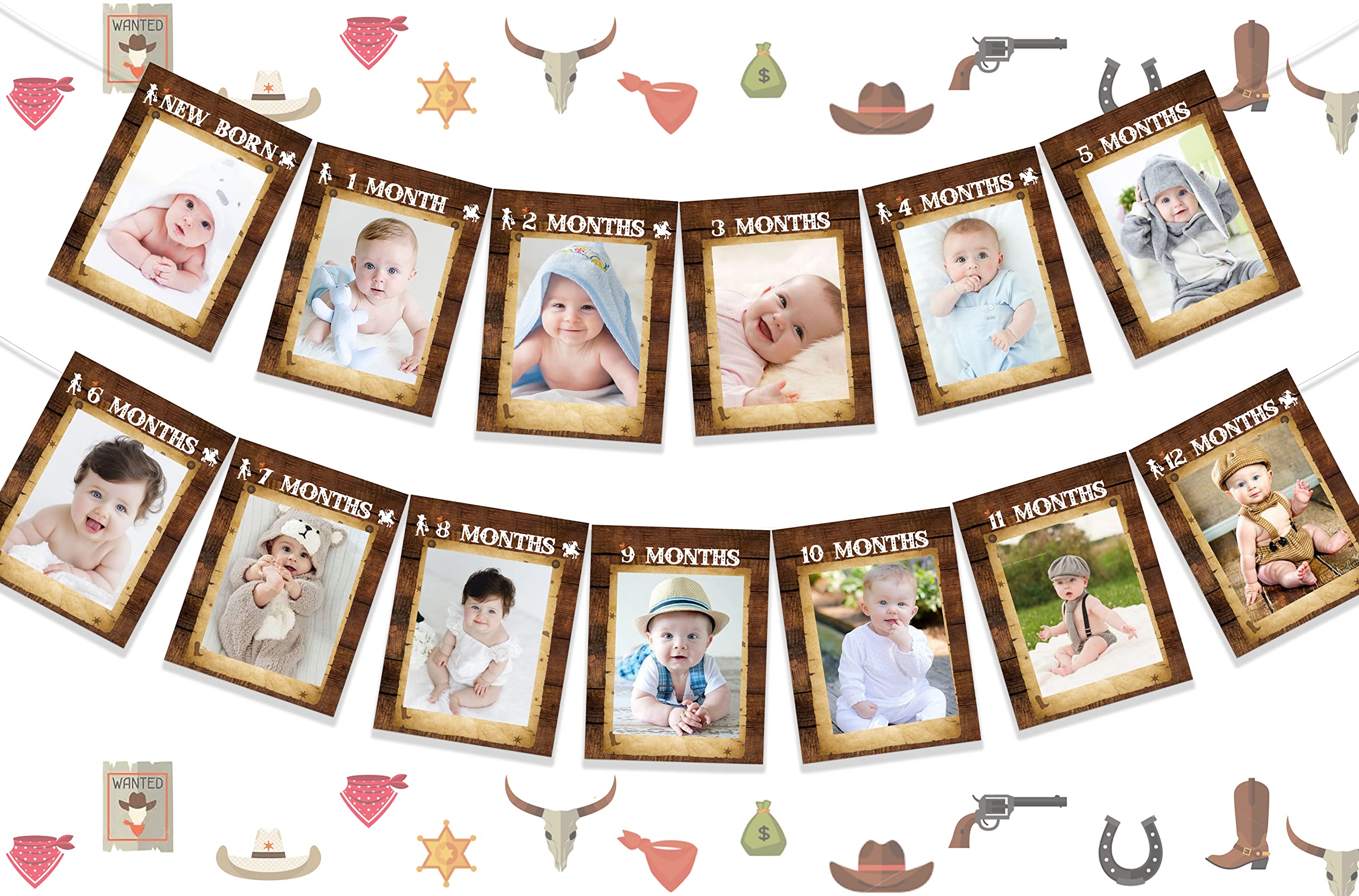 First Rodeo Birthday Party Supplies Cowboy 1st Birthday Photo Banner ...