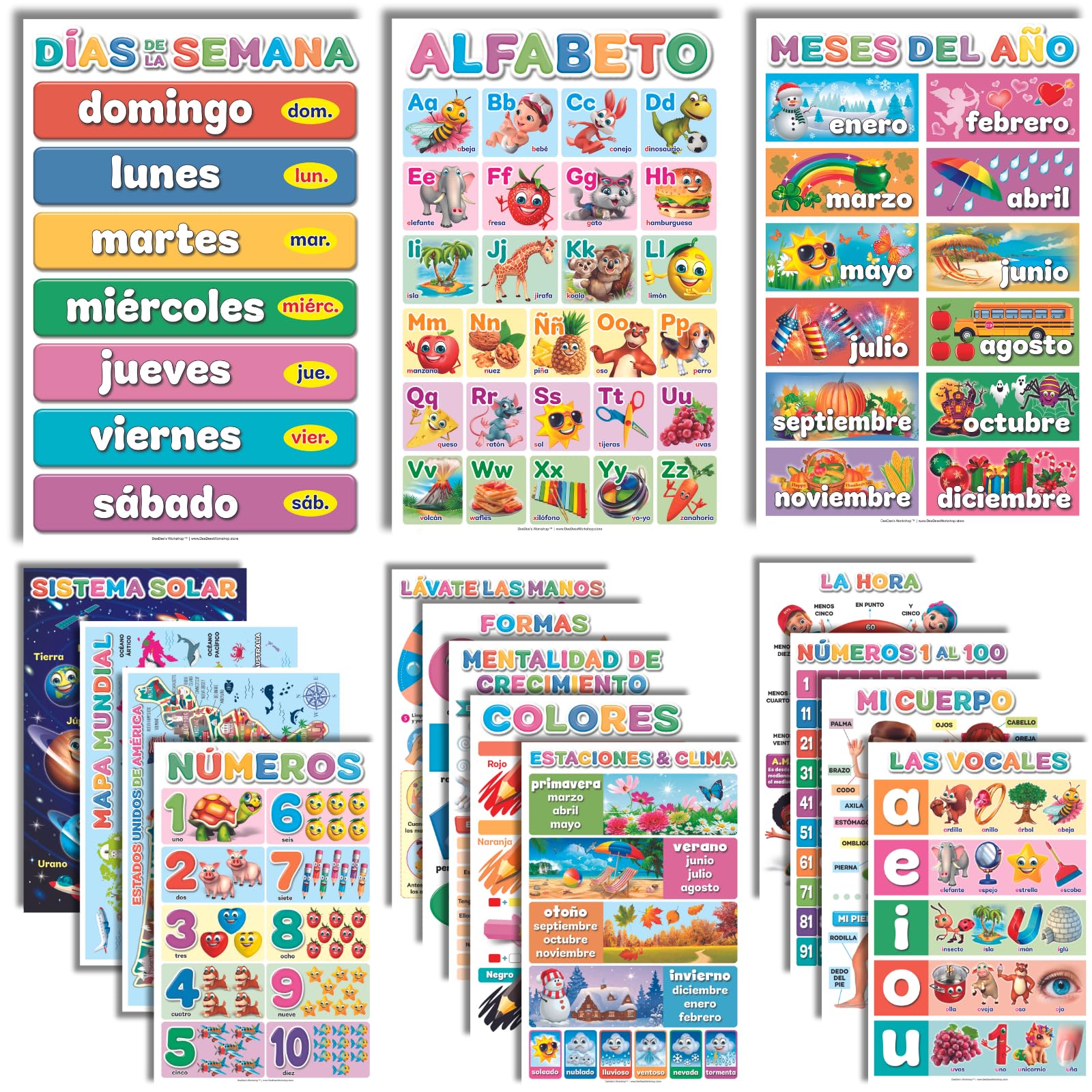 Mua DeeDee's Workshop 16 Spanish Classroom Posters, Spanish Learning ...
