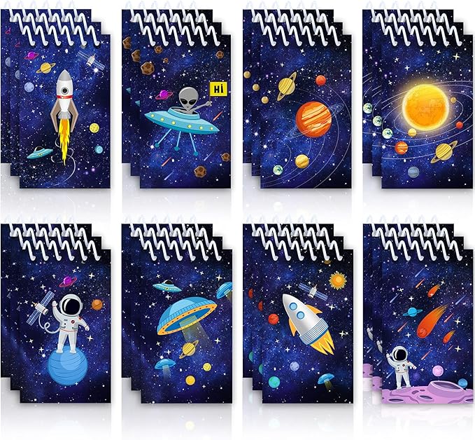 24 Pieces Outer Space Galaxy Mini Notepads, Science Astronaut Rocket ...