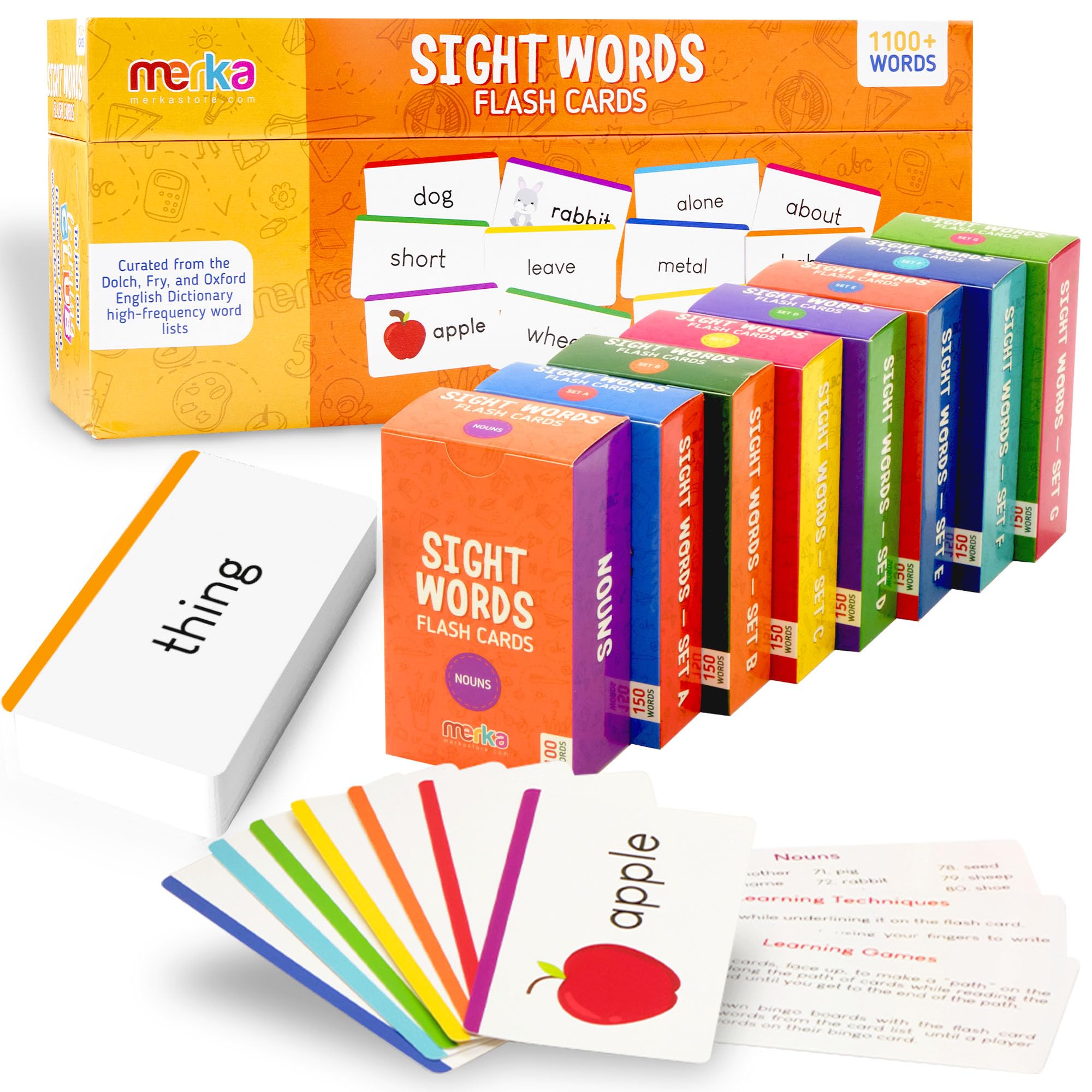 Mua Sight Words Combo Pack Set A-G 575 Flash Cards 1st Grade Learn to ...