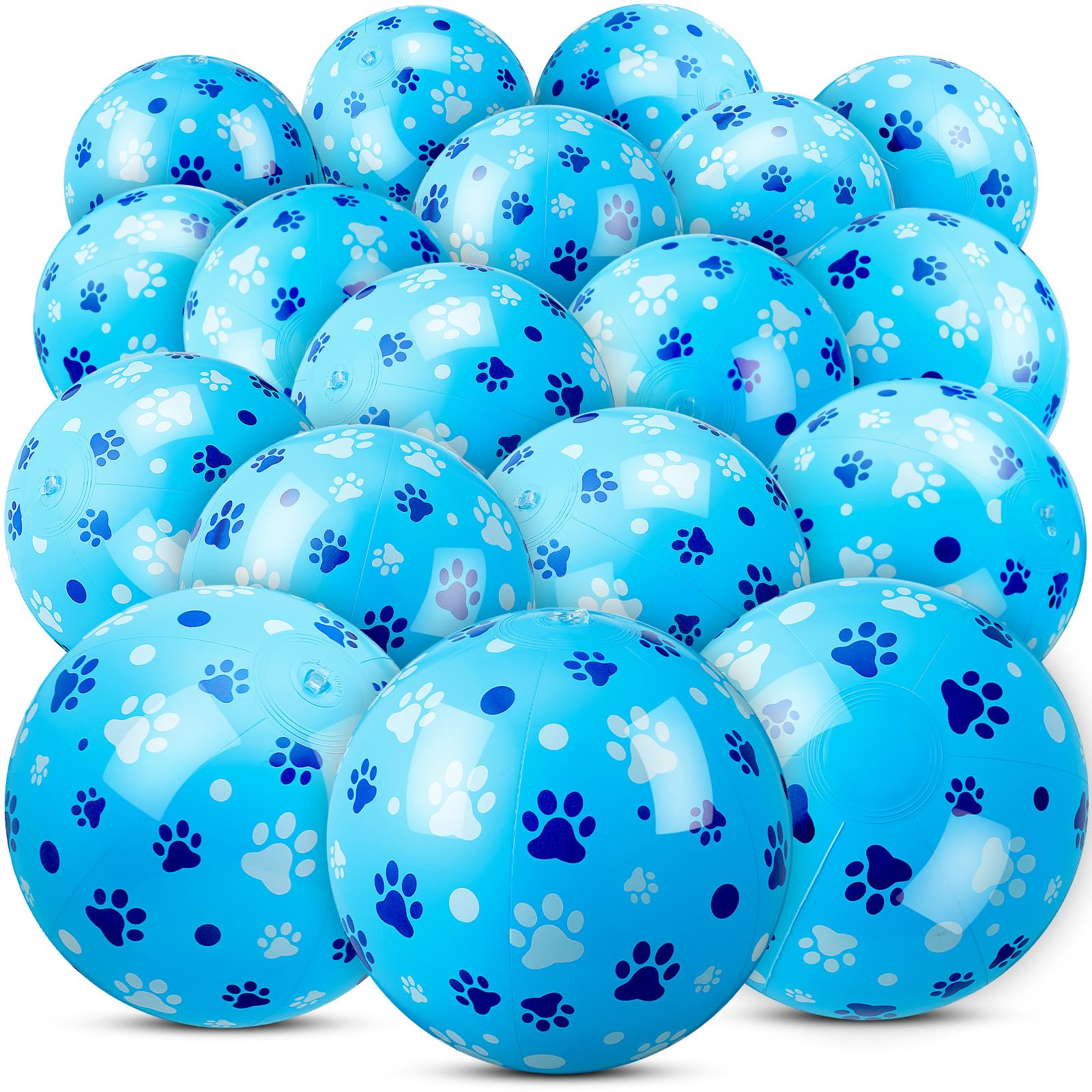 Vertintong 18 Pack Dog Paw Beach Balls for Kids 12 Inch Blue Dog Paw ...