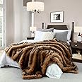 Amazon.com: Luxury Plush Faux Fur Blanket King Size, Long Pile Brown with Black Tipped Blanket ...