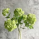 Amazon.com: JINWOE Dark Green Snowball Viburnum Artificial Flowers,4Pcs Lifelike Small Fake ...