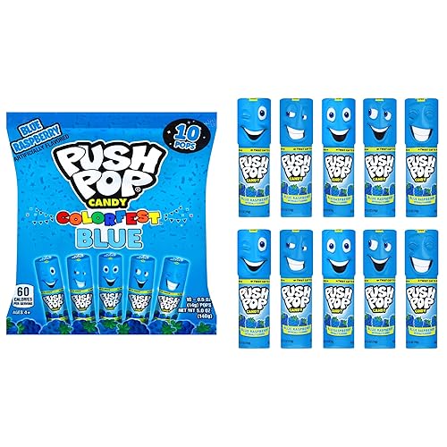 Push Pop Blue Halloween Candy Lollipops, 10 Ct Individually Wrapped ...