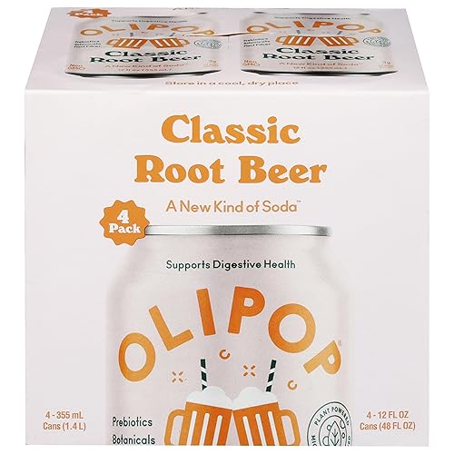 OLIPOP Prebiotic Soda Pop, Classic Root Beer, Prebiotics, Botanicals ...