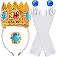 Amazon.com: ICECUTE 4 PCS Princess Crown Accessories Kit,Incl. Flower Crown/Brooch/Earring/Glove ...