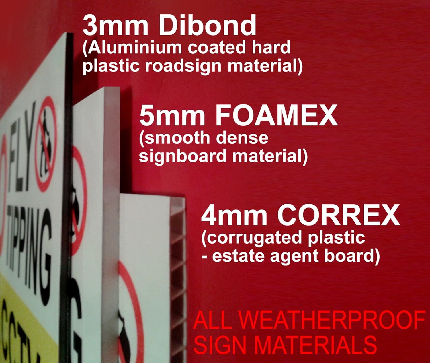 NO FLY TIPPING 5mm FOAMEX SIGN WEATHERPROOF FADEPROOF (A3 x 4 pack ...