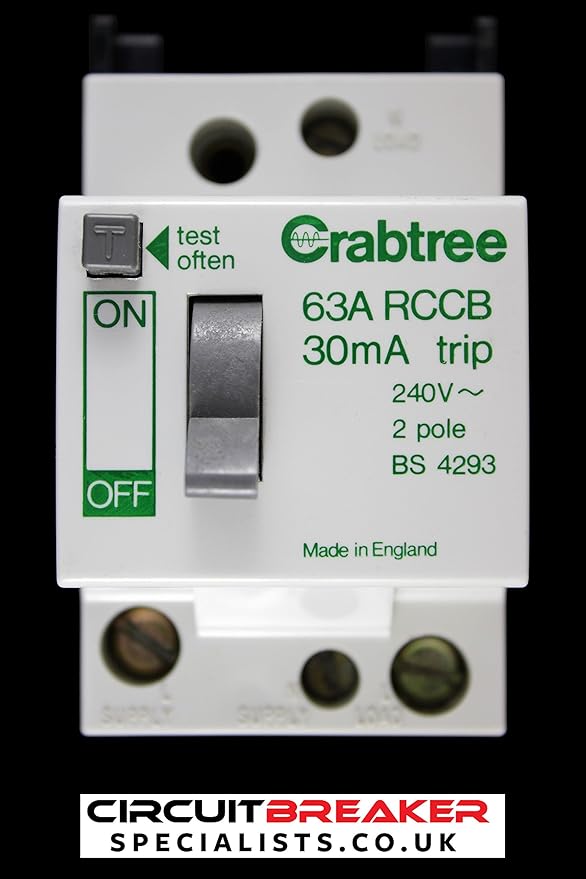 CRABTREE 63 AMP 30 ma RCD RCCB CIRCUIT BREAKER BS4293: Amazon.co.uk ...