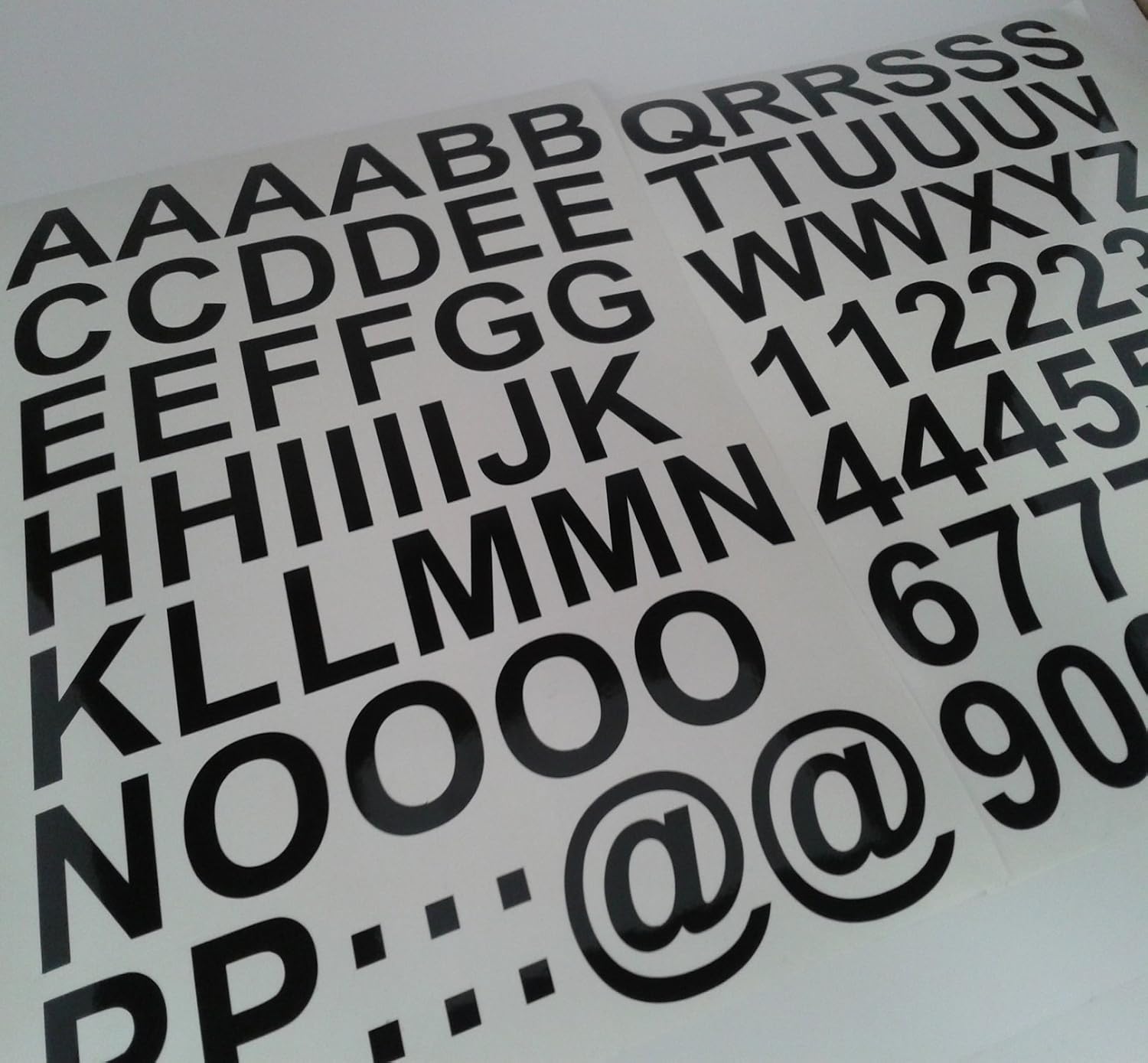 25MM BLACK SELF ADHESIVE VINYL LETTERS NUMBERS SYMBOLS STICKY BACK ...