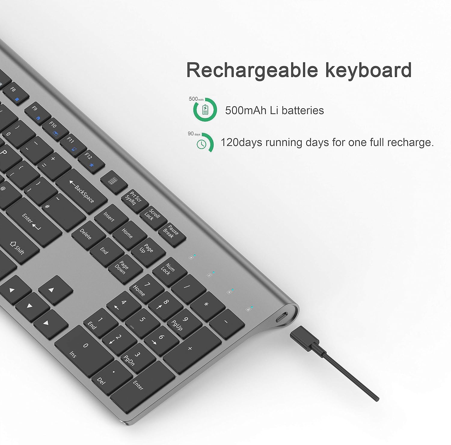 Wireless Keyboard, JOYACCESS 2.4G Portable Slim Silent Rechargeable ...