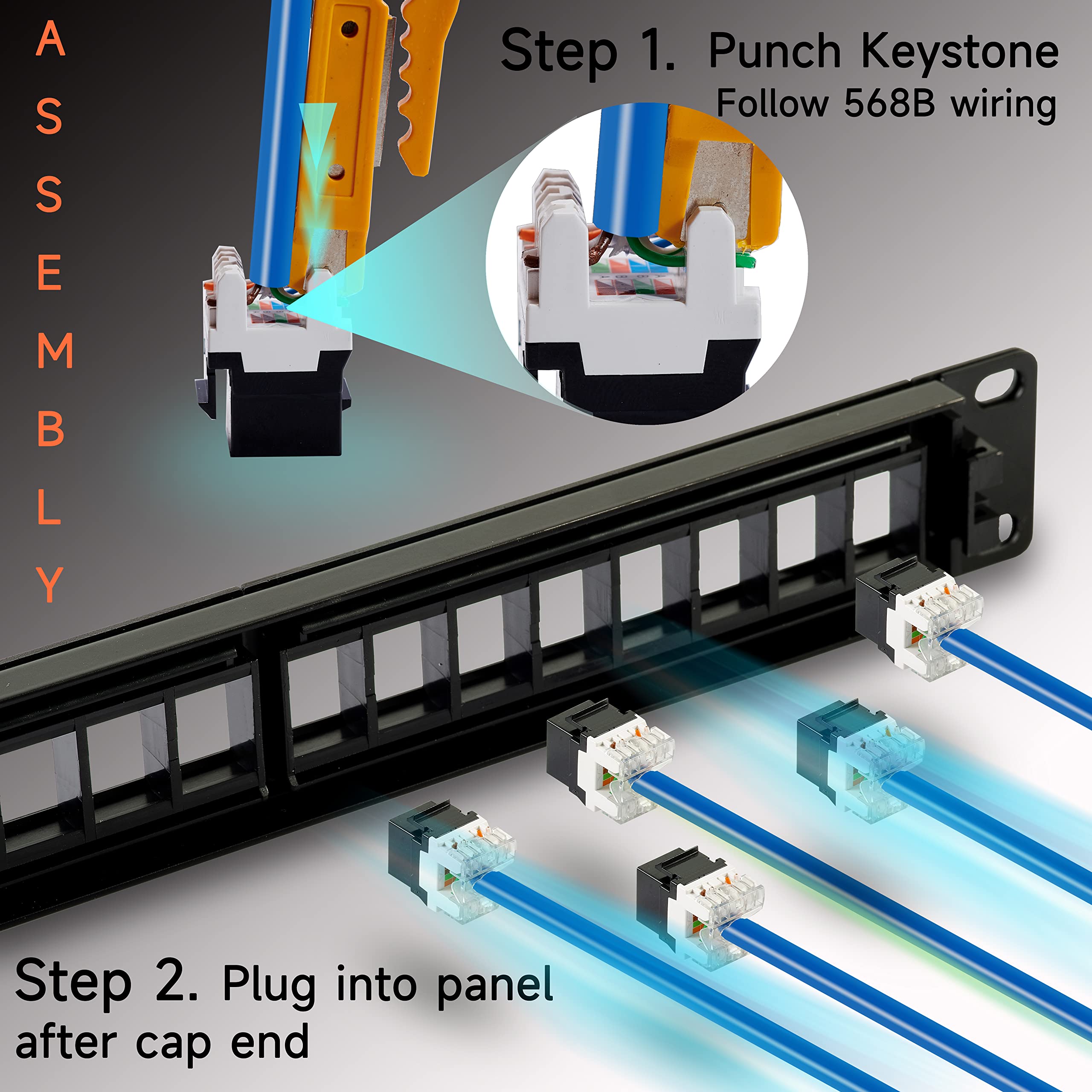 Mua Lysymixs Cat6 Patch Panel 24 Port with Keystone, RJ45 Network Patch ...