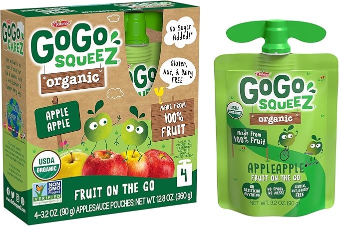GoGo Squeez Organic Apple, 90.7g (Pack of 4): Amazon.sg: Grocery ...