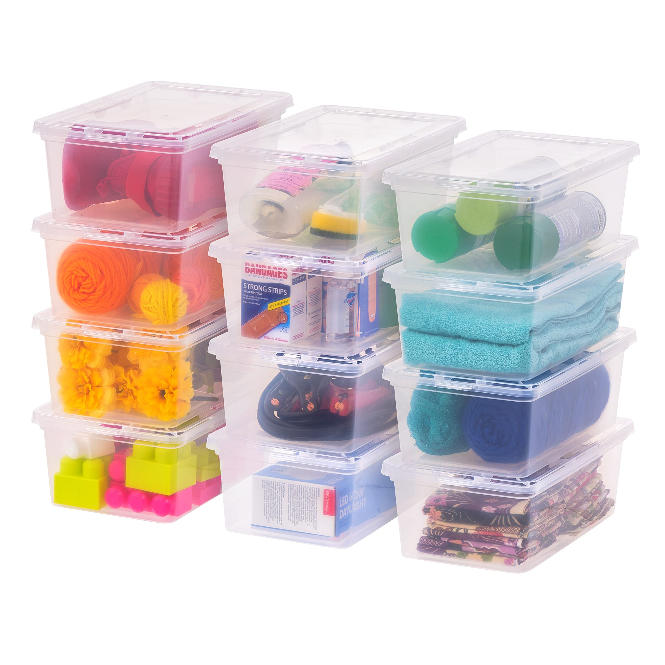 IRIS USA 7 Quarts Plastic Storage Container Bin with Latching Lid, 12 ...