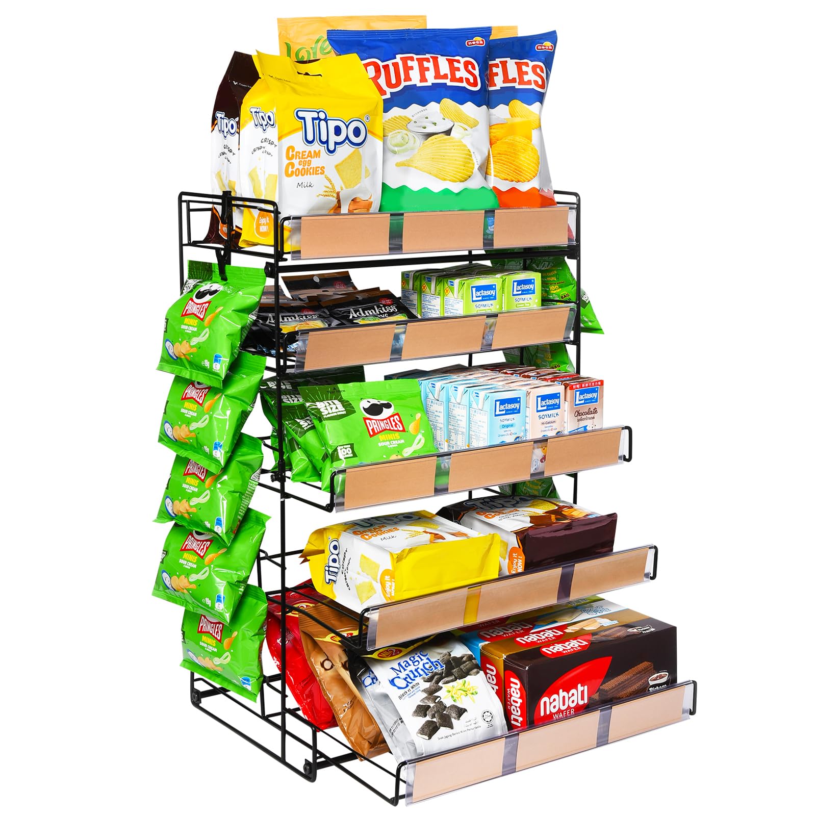 GADFISH 5-Tier Candy Display Rack, Pull-Out Drawer Design Display Snack ...
