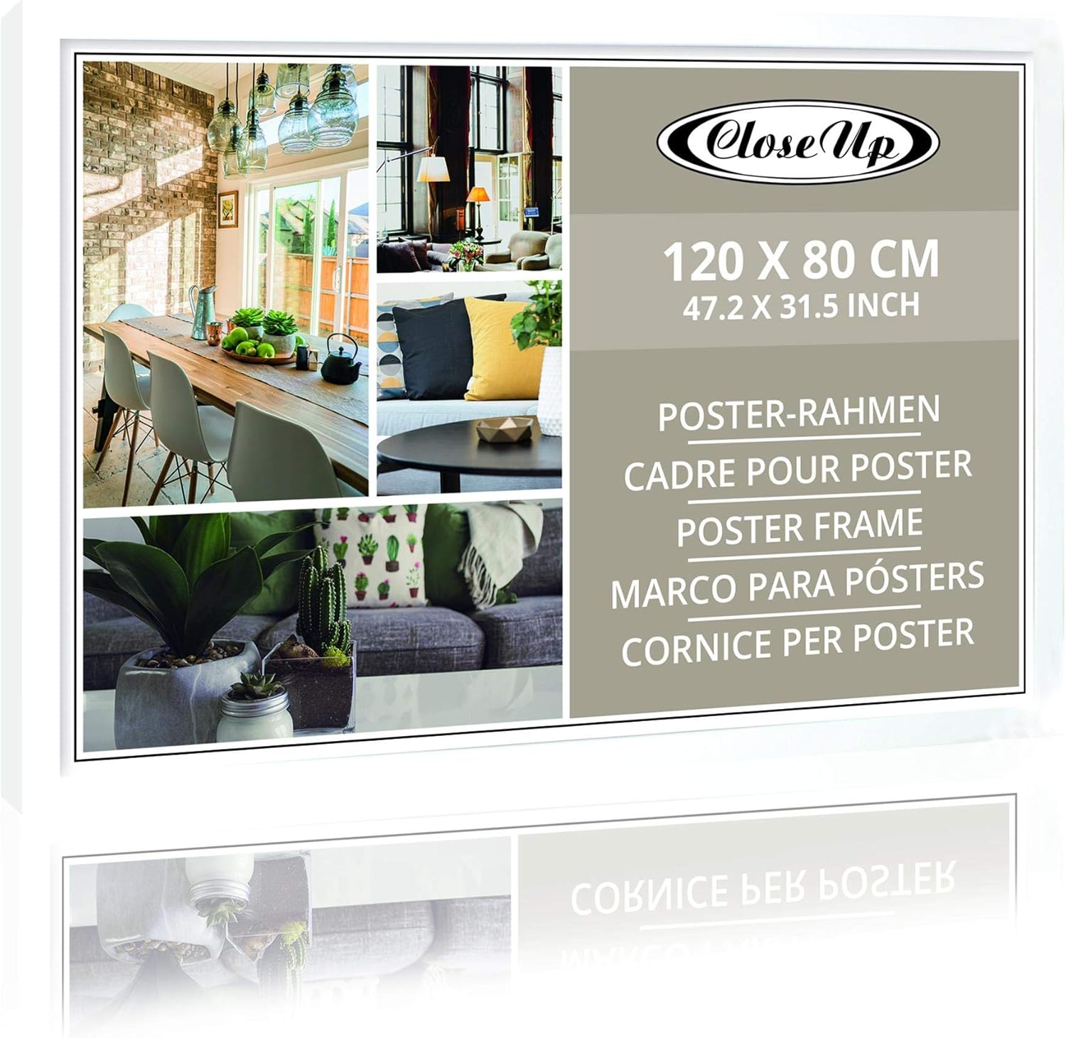 Close Up XXL Posterrahmen 80x120 cm weiß Premium MDF-Rahmen PVC ...