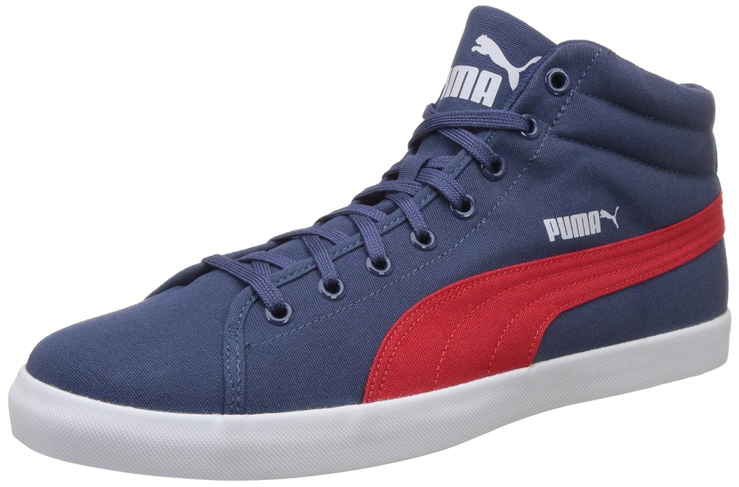 Buy Puma Unisex Titan Canvas Mid DP Dark Denim and High Risk Red Canvas ...