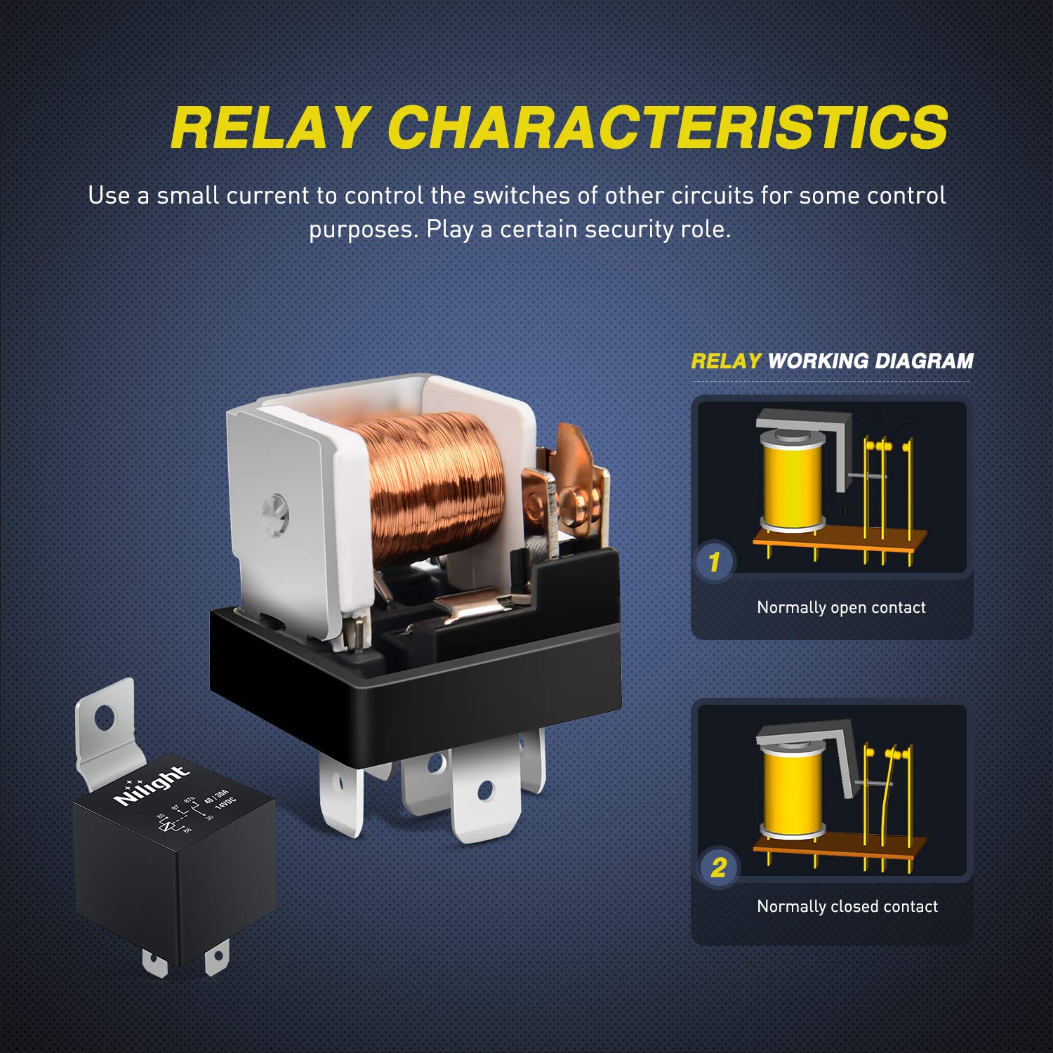 Mua Nilight 10 Pack SPDT 5PIN Electrical Relays 12V 30/40 Amp 5-Pin Switch Relay for Automotive ...