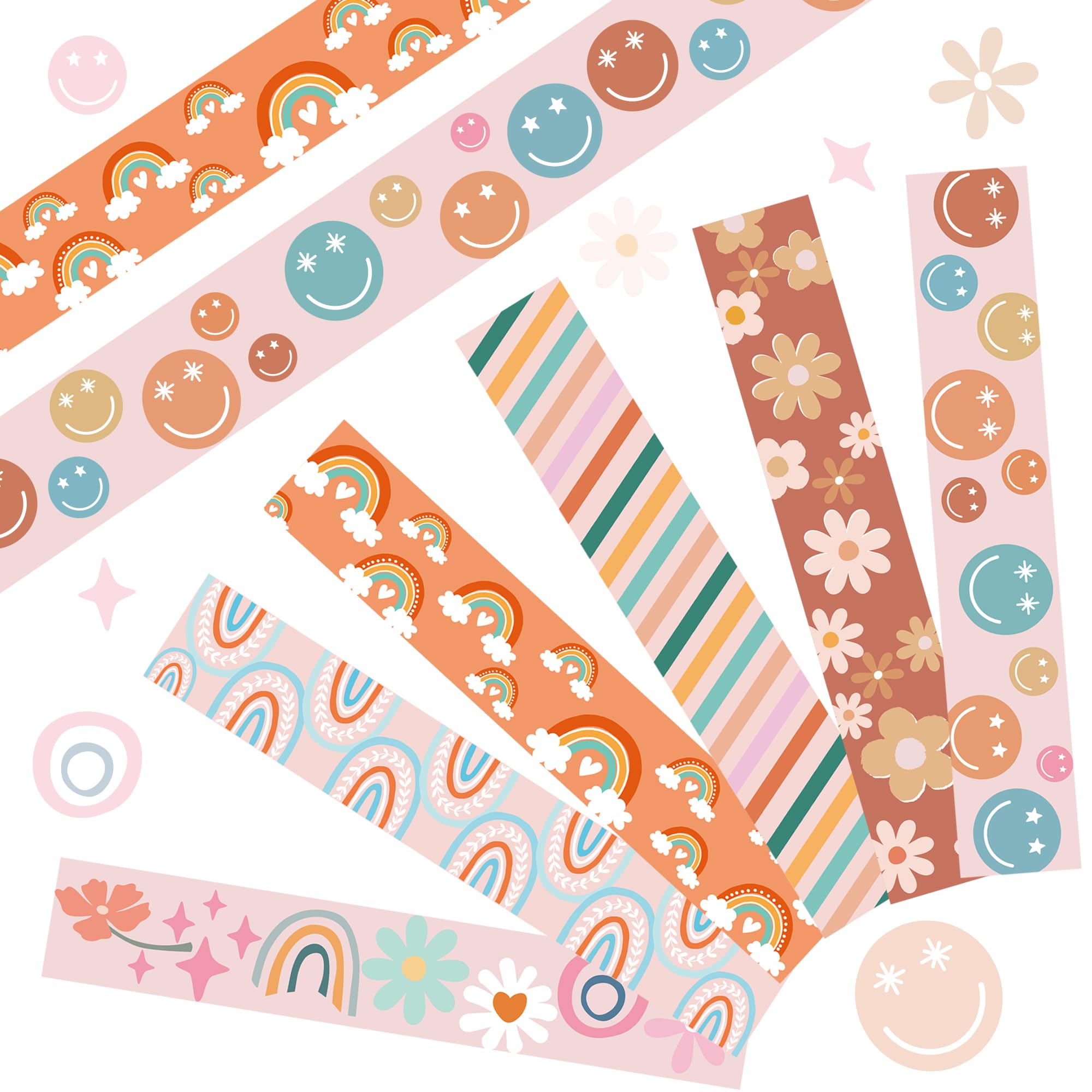 Yoqipati 69Ft Groovy Boho Bulletin Board Borders 6 Designs 60Pcs Retro ...