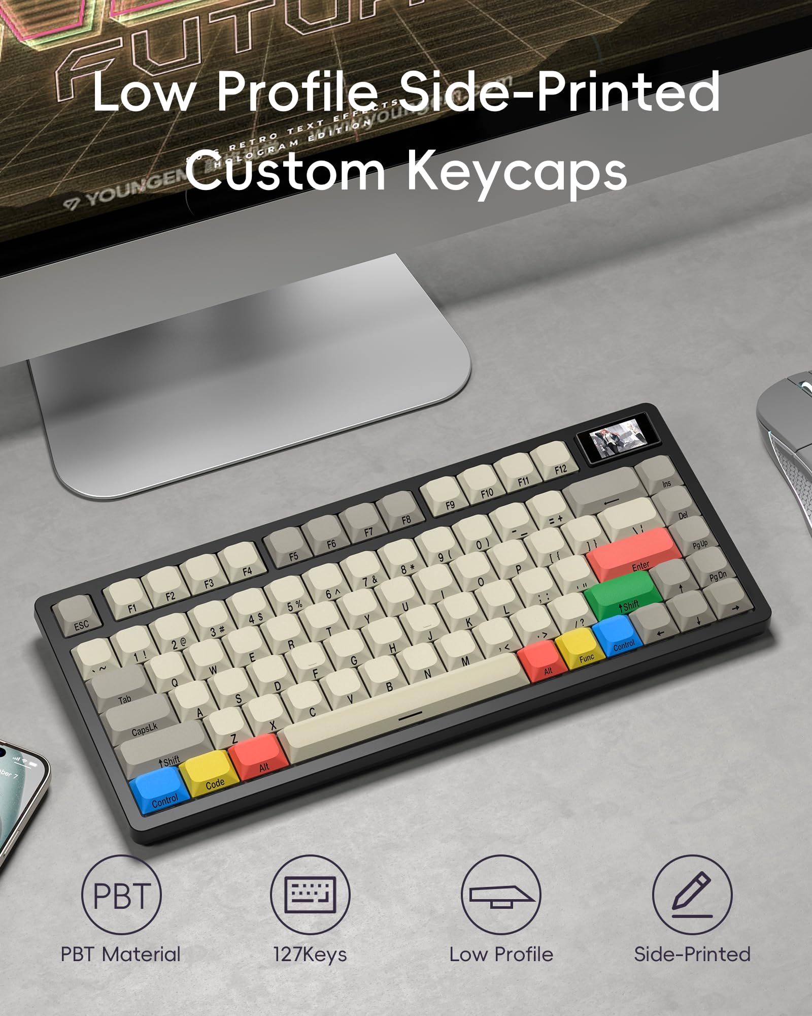 Mua Low Profile Keycaps,XVX Side Printed PBT Custom Keyboard Keycaps 75 ...