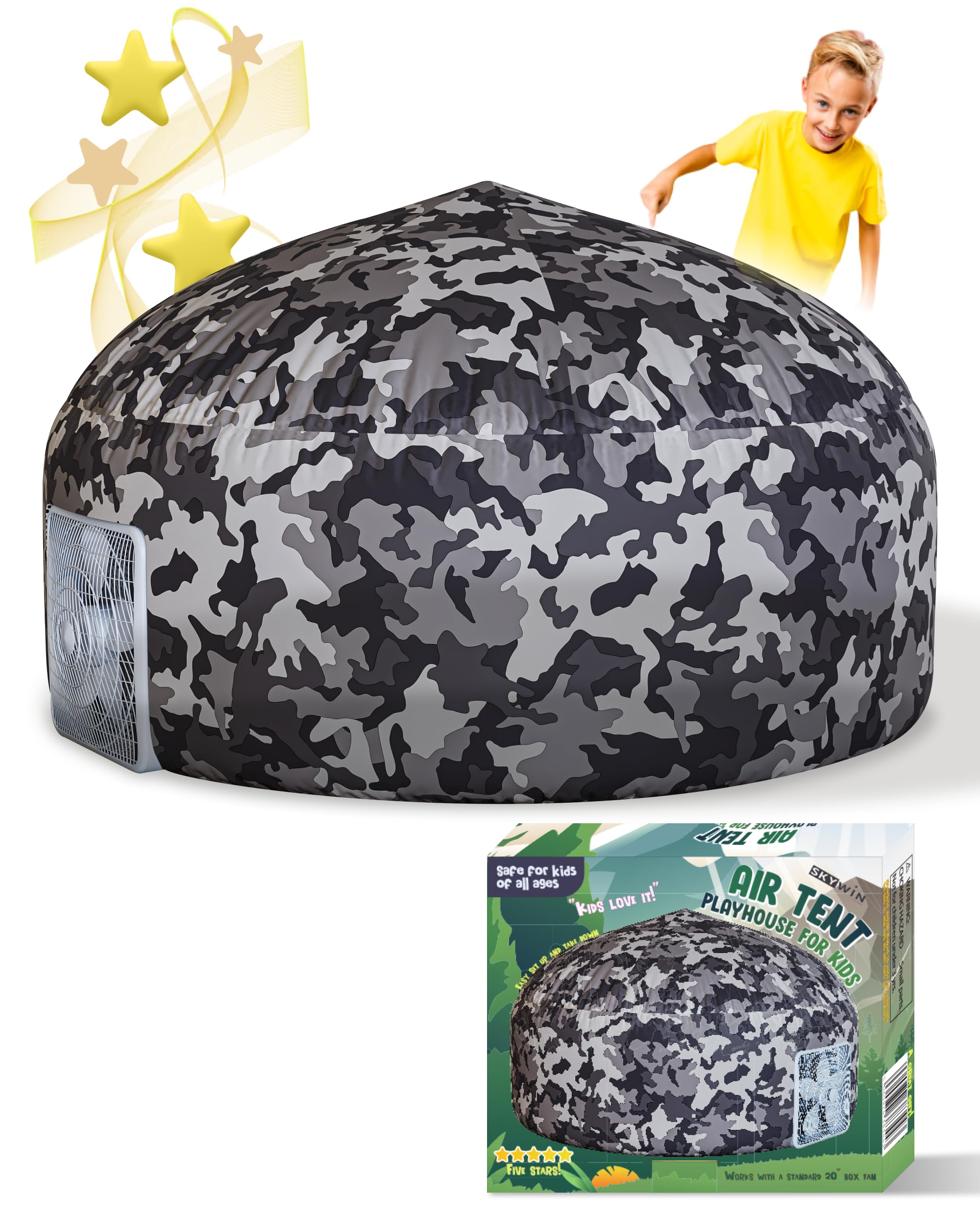 Skywin Inflatable Tent for Kids (Camo Dark Grey), Inflatable Air Tent ...
