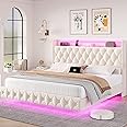 Amazon.com: Keyluv Floating Bed Frame Queen Size Platform with LED ...
