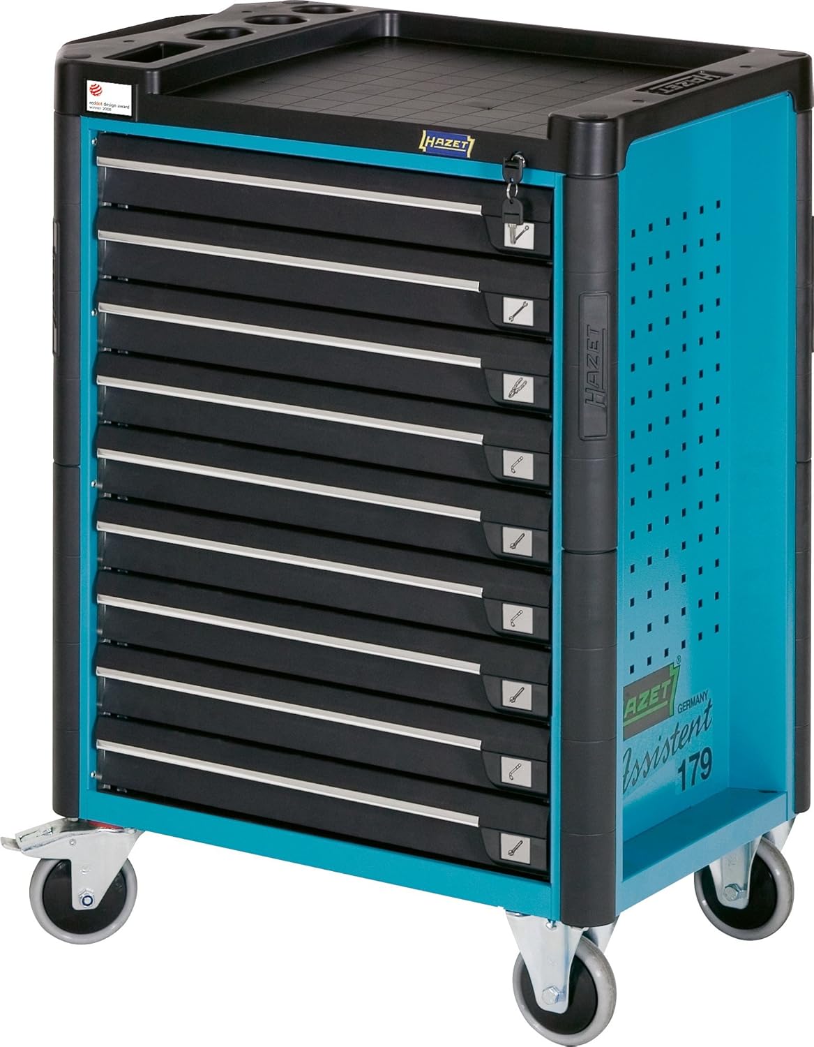 HAZET Tool Trolley Assistent 179-9 ∙ Drawers Shallow: 9 x 74 x 519 x 398 mm ∙ Height x Width x ...