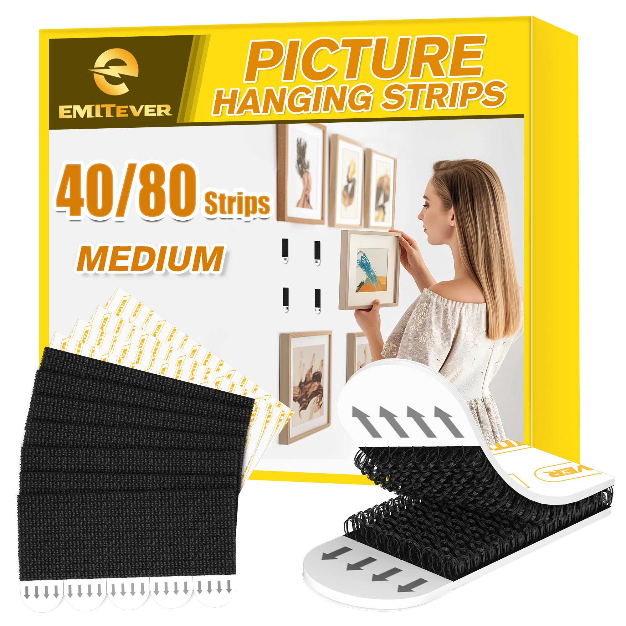EMITEVER Picture Hanging Strips Heavy Duty, Damage Free Hanging Picture ...