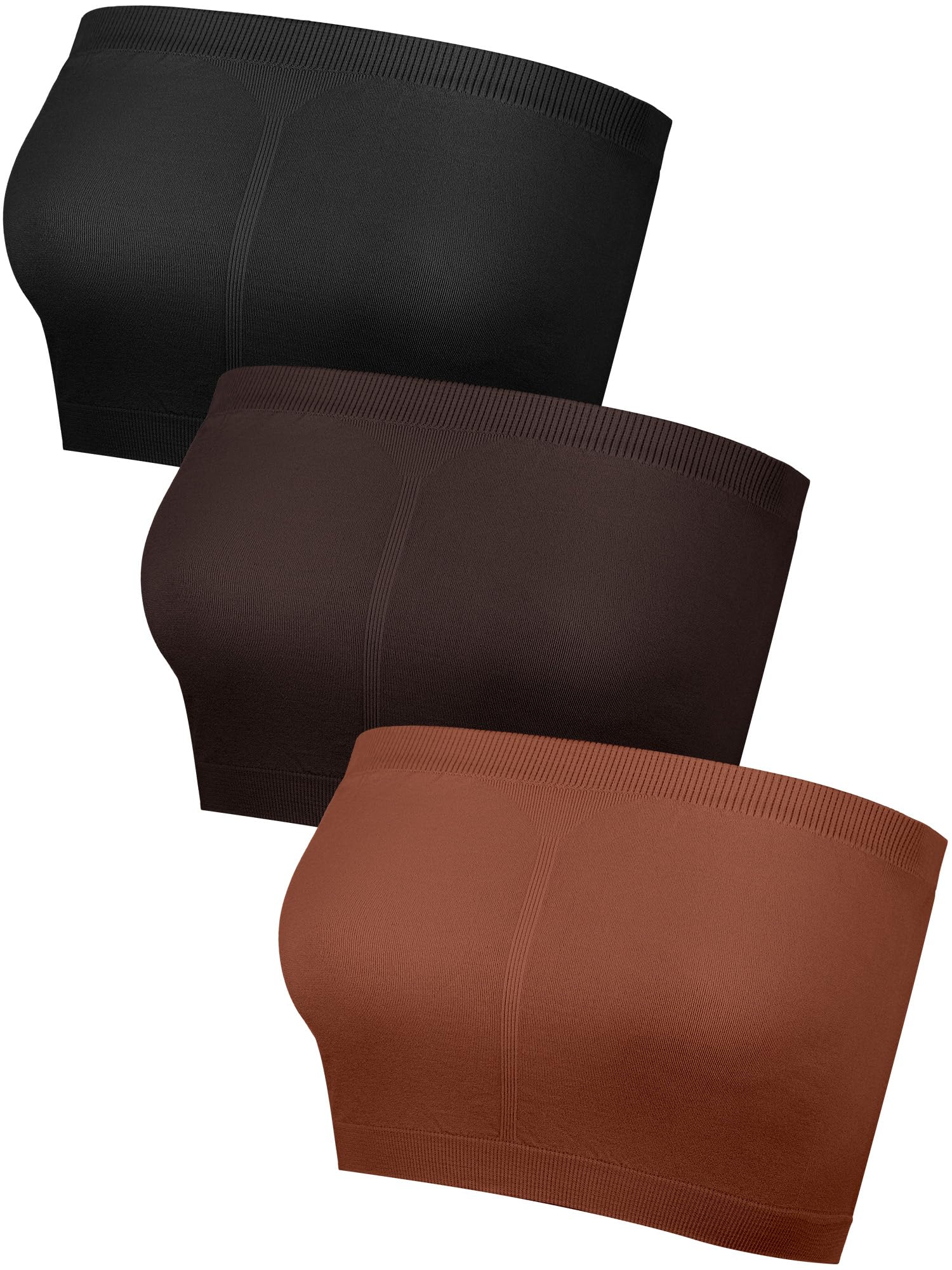 Geyoga 3 Pcs Bandeau Bras Women Stretch Strapless Bralettes Non Padded ...