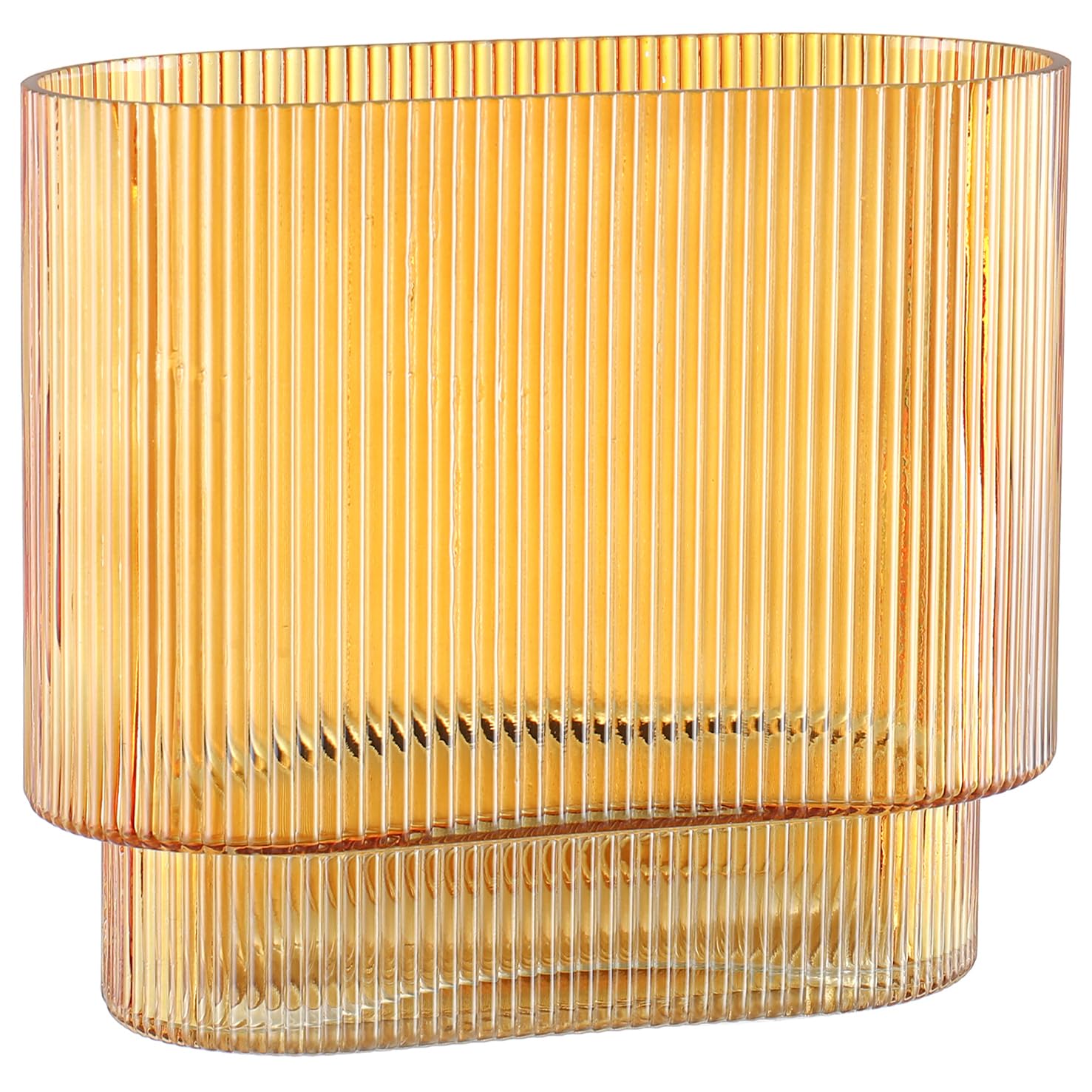 YANWE1 Ribbed Glass Vase, Amber Glass Vase, Flower Vase, Fluted Glass ...