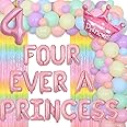 Amazon.com: kreat4joy Four Ever a Princess Birthday Decorations ...
