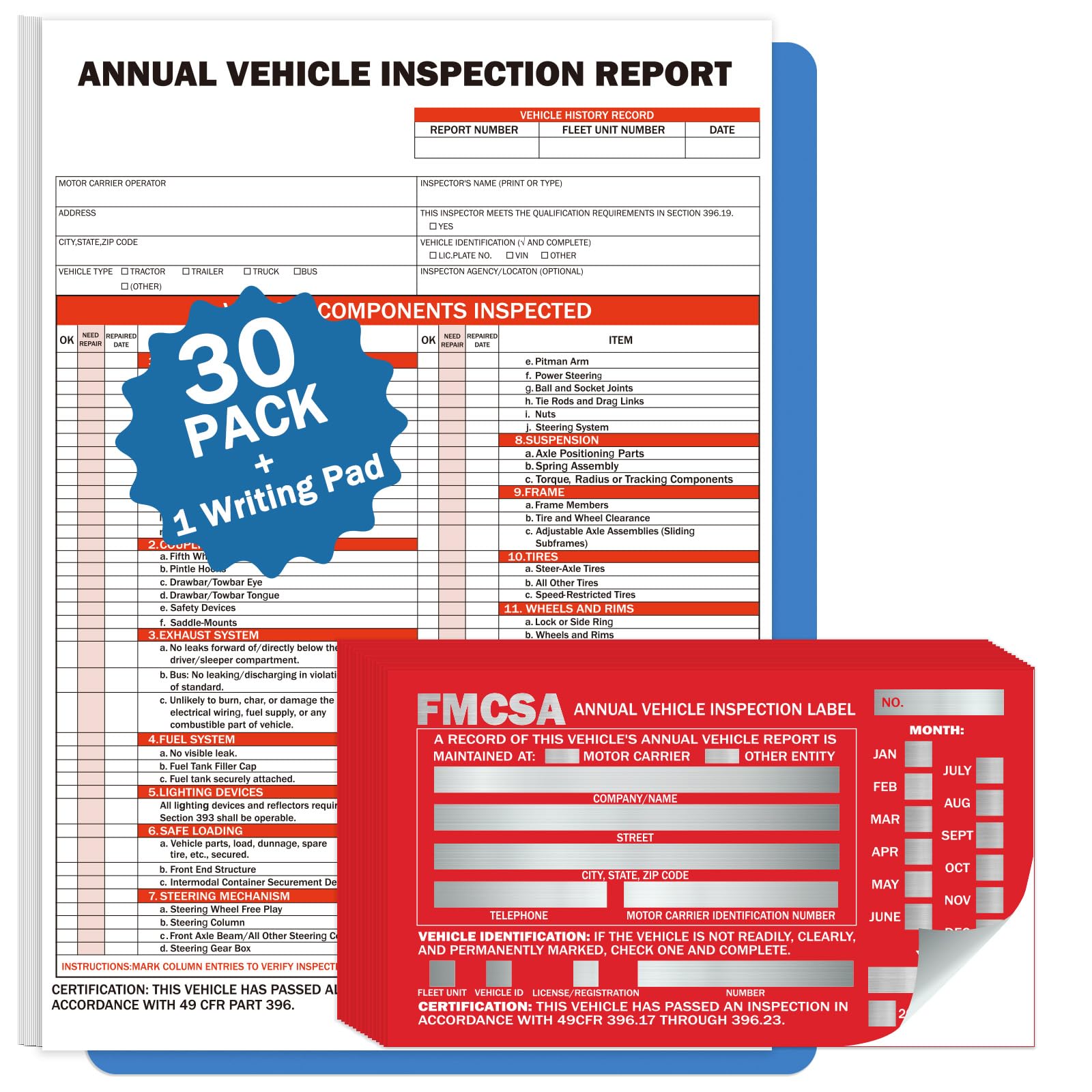 Mua PUNCHMAN 30Pack DOT Annual Vehicle Inspection Forms and Stickers,30 ...