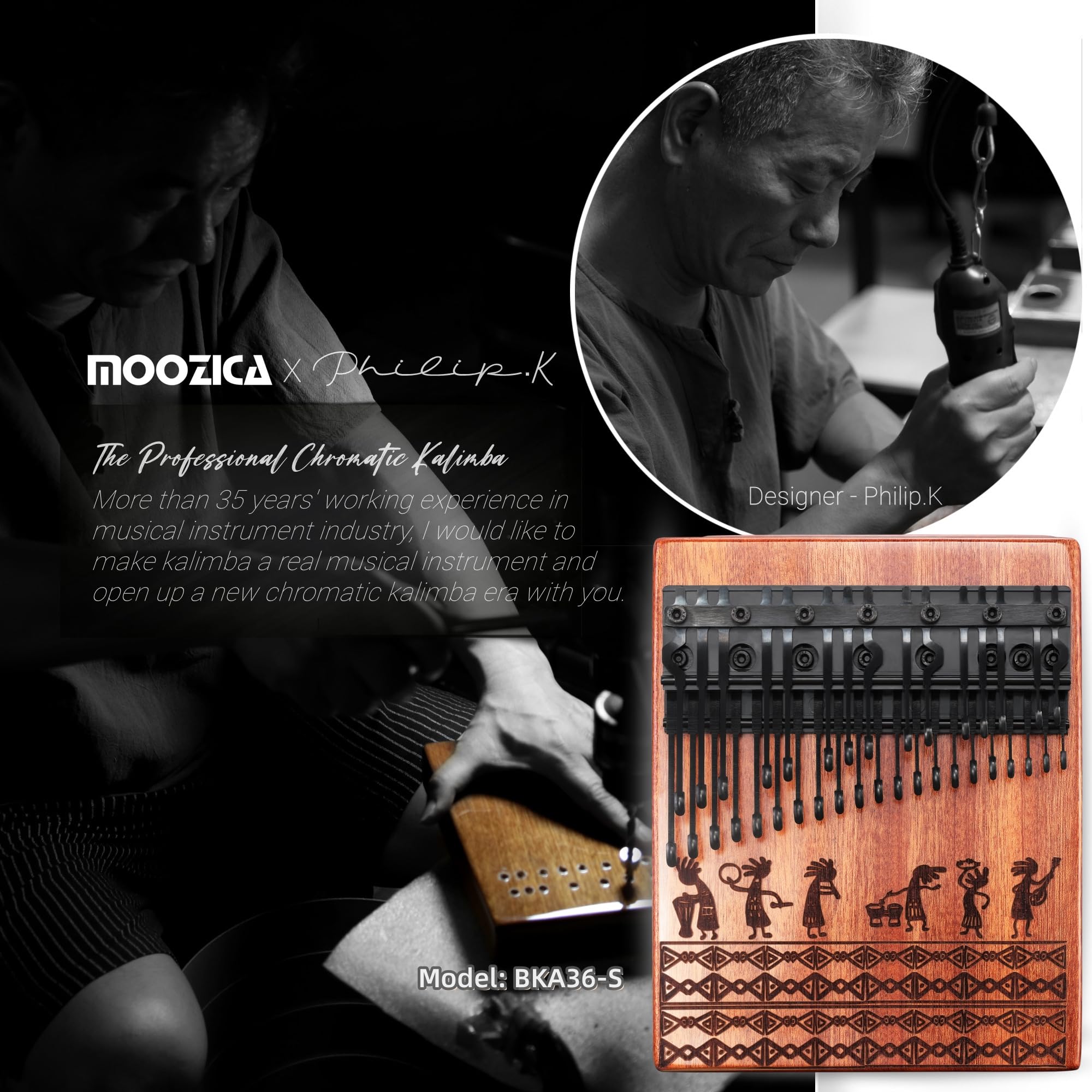 Mua MOOZICA 36 Keys Professional Solid Wood Flat-board Chromatic ...