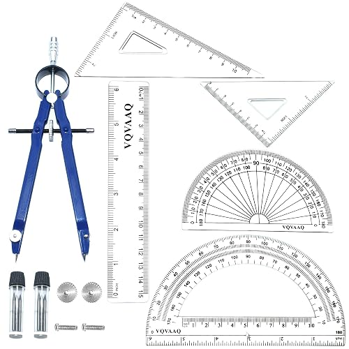 VQVAAQ 6 Piece Geometry School Set, 6 in 1 Tool with Compass, Linear ...