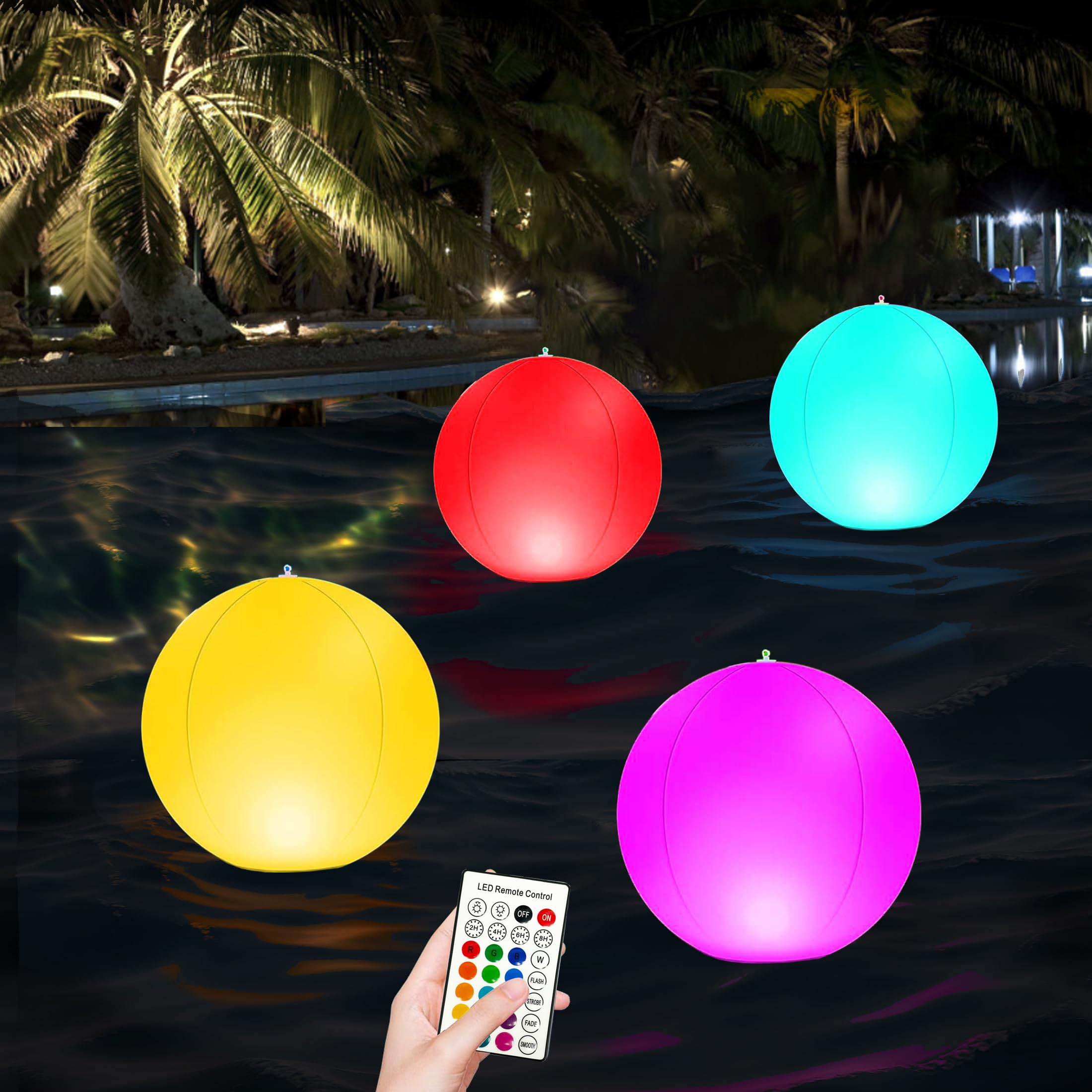 SATXTREM 14 Inch Solar Powered Floating Pool Lights,RGB LED Glow in The ...