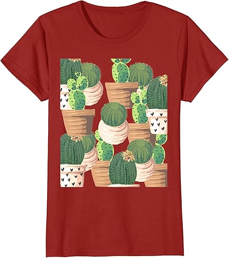 Amazon.com: Cute Cactus Cacti Print Desert Plant Vegetation Pots T ...