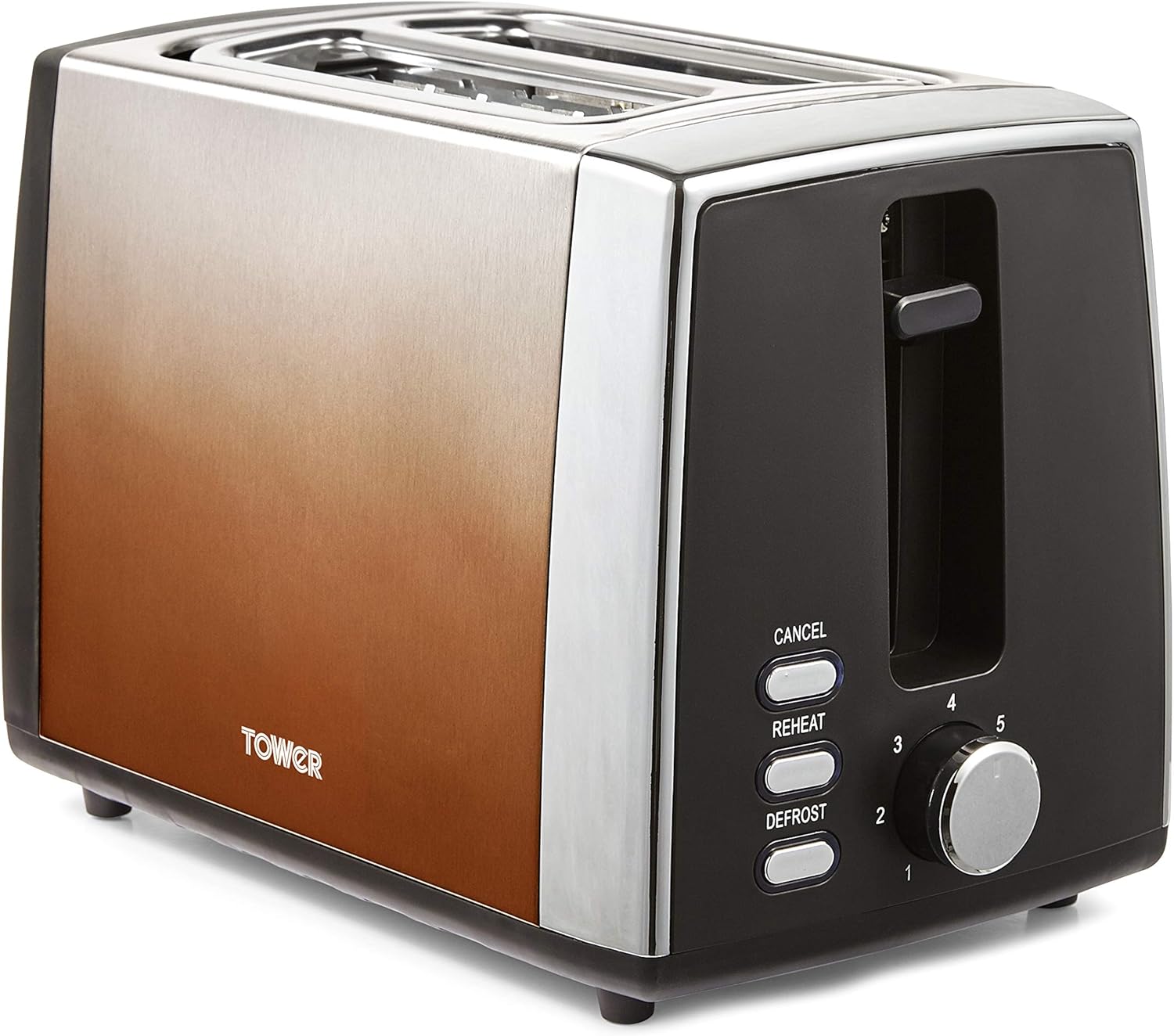 Tower T20038COP Ombre 2 Slice Toaster, 7 Settings, Removable Crumb Tray ...