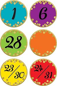Amazon.com : Confetti Colorful Calendar Days : Office Products