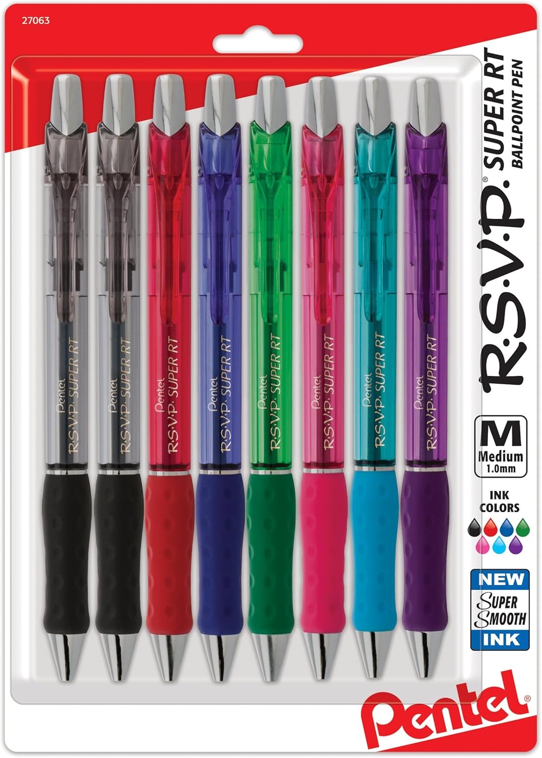Amazon.com : RSVP Super-Smooth Ballpoint Retractable Pen, Assorted, 8 ...