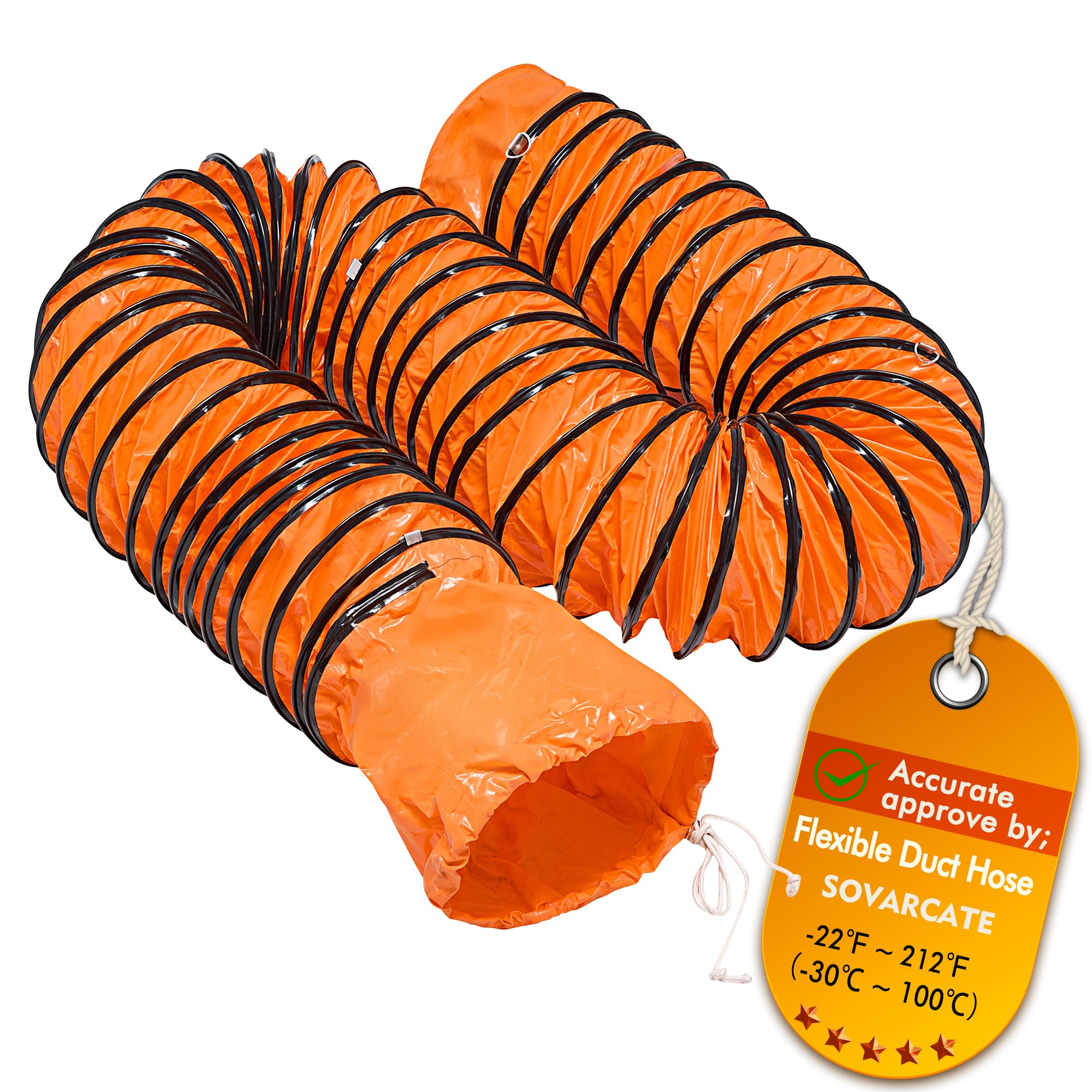 Flexible Duct Hose 8 Inch 16 Feet PVC Ducting Hose Flame Retardant with ...