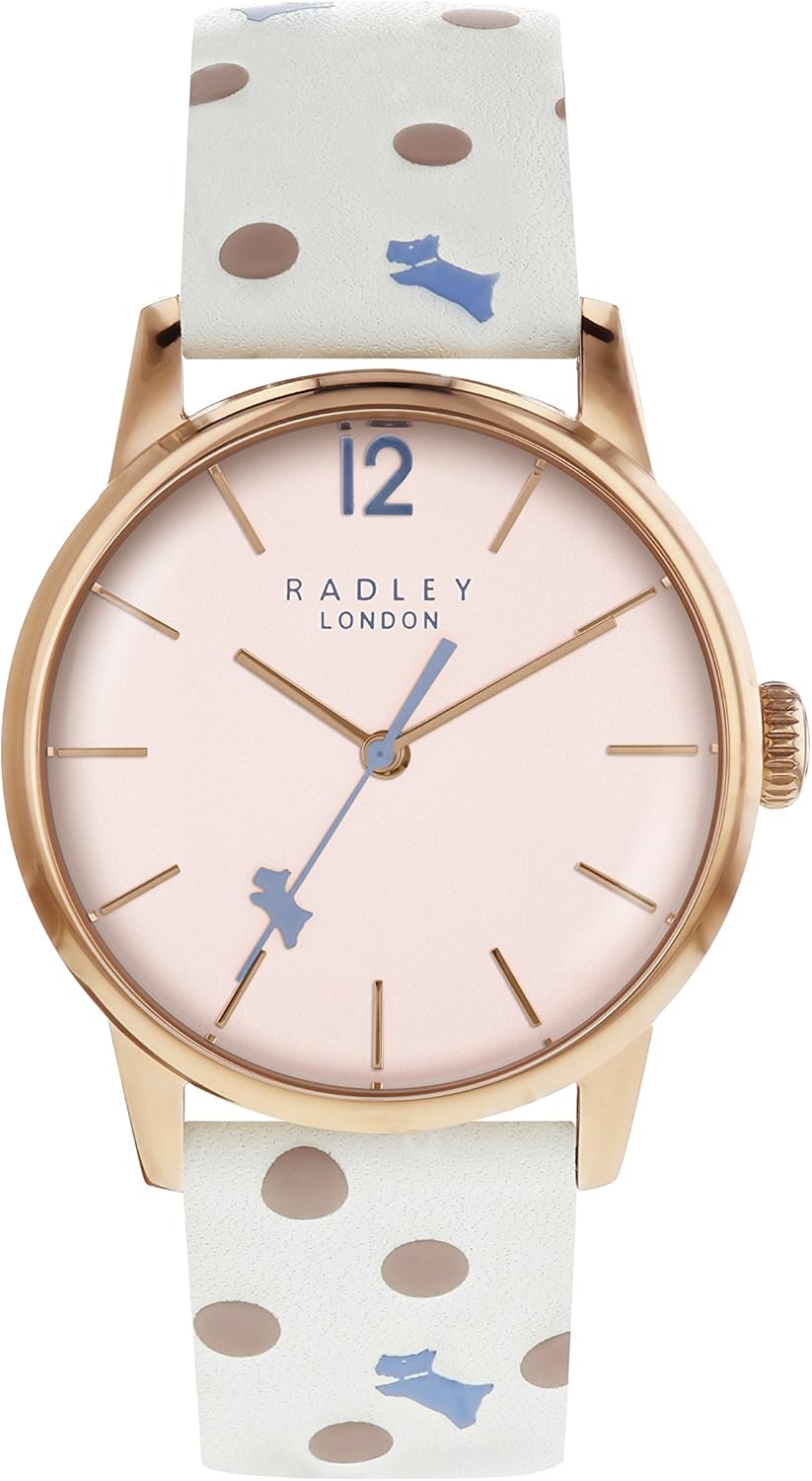 Radley Rose Gold Stainless Steel Watch with Chalk Patterned Leather ...