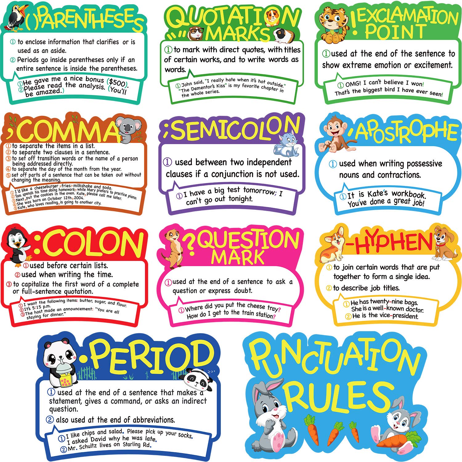 Mua 11 Pieces Punctuation Rules Poster Educational Punctuation Poster ...